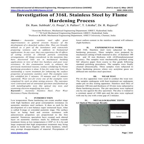Investigation of 316L Stainless Steel by Flame Hardening Process | PDF