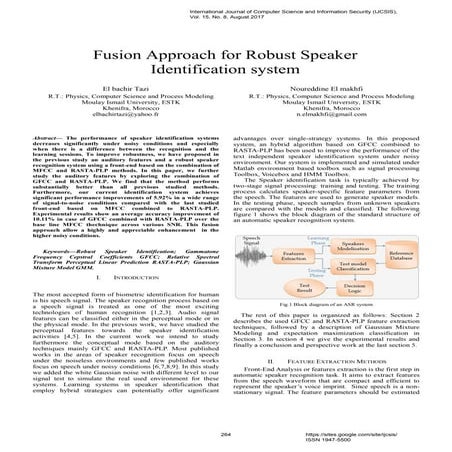 Fusion Approach For Robust Speaker Identification System Pdf