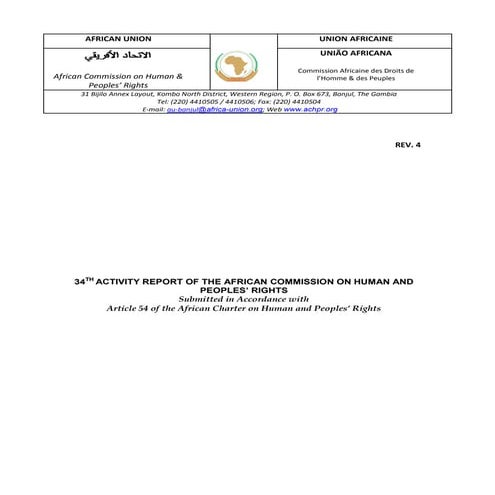 34th Activity Report of the African Commission on Human and Peoples ...
