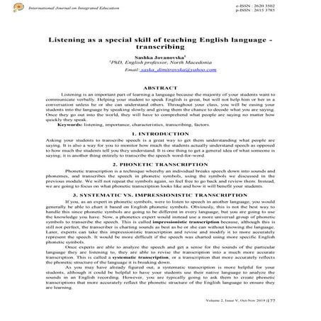 Listening as a special skill of teaching English language ...