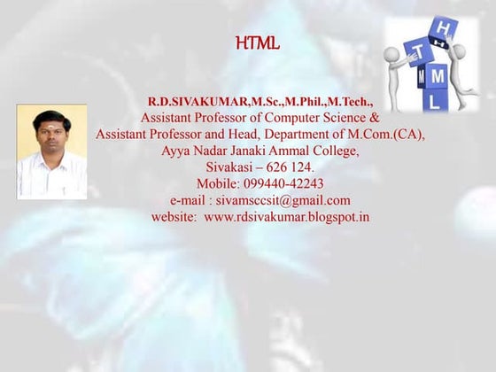 Elements of HTML - R.D.Sivakumar | PPT