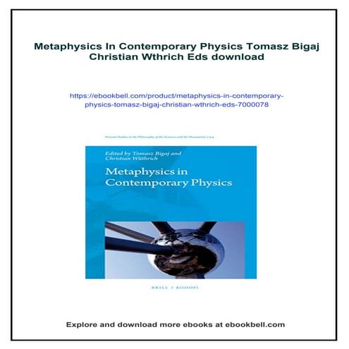 Metaphysics In Contemporary Physics Tomasz Bigaj Christian Wthrich Eds ...