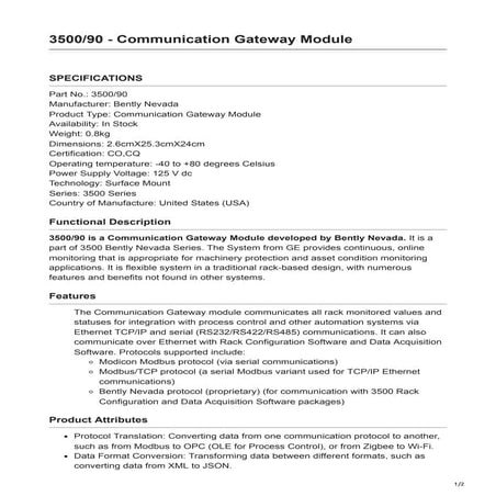 350090 - Communication Gateway Module - Buy, Repair, and Exchange From ...
