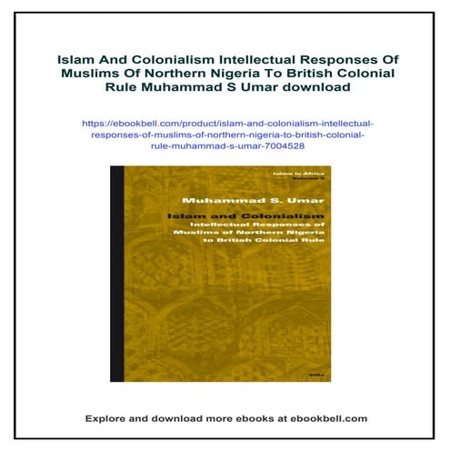 Islam And Colonialism Intellectual Responses Of Muslims Of Northern ...