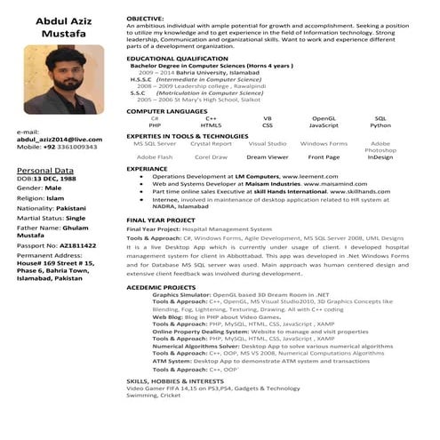 Abdul Aziz CV | PDF