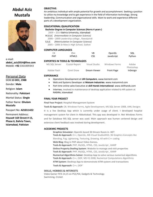 CV - Muhammad Raza | PDF