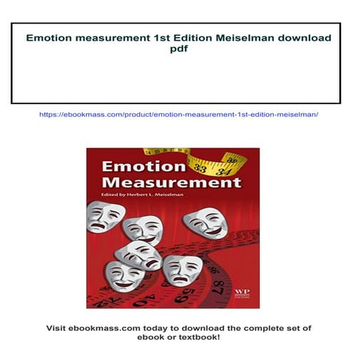 Emotion measurement 1st Edition Meiselman | PDF