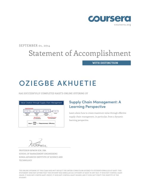 Coursera supplychain 2015 | PDF