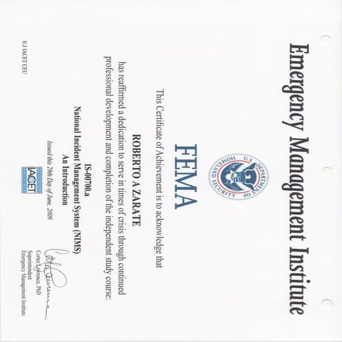 Fema-ICS-700-Certificate | PDF