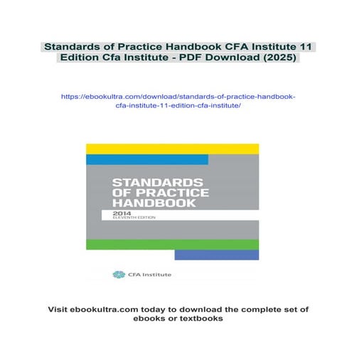 Standards of Practice Handbook CFA Institute 11 Edition Cfa Institute | PDF