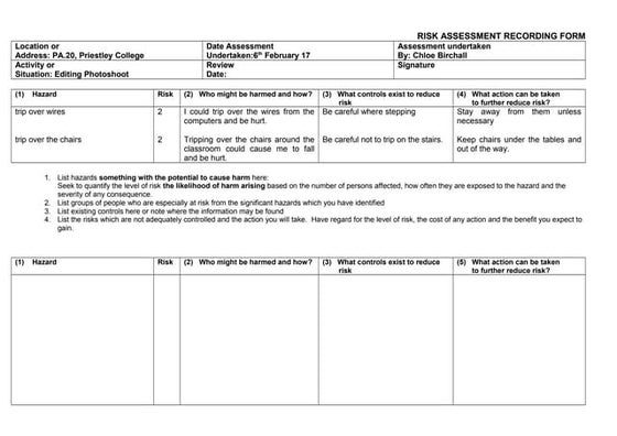 Risk assessment (astro turf) | DOC