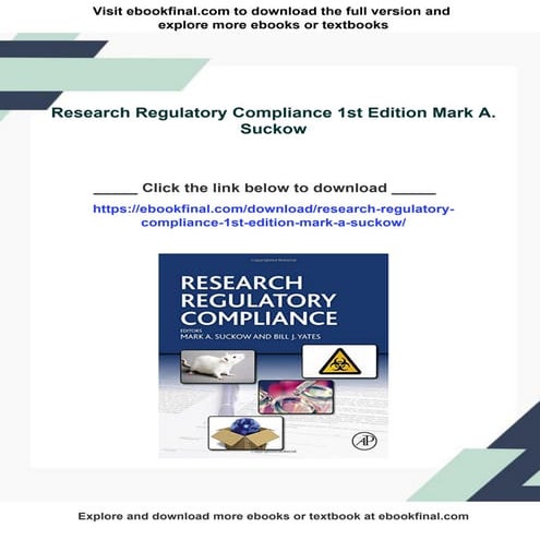 Research Regulatory Compliance 1st Edition Mark A. Suckow | PDF