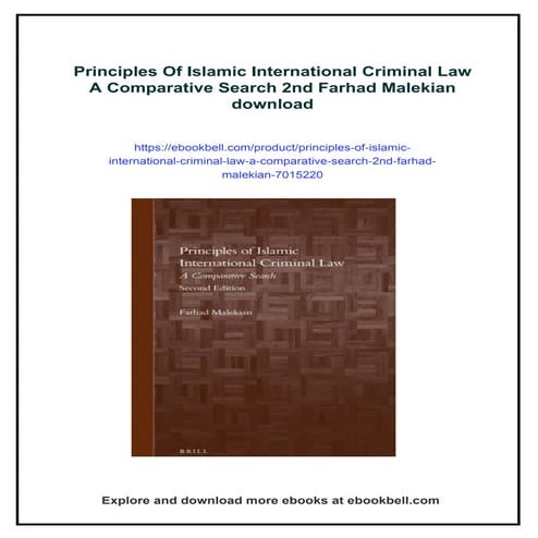 Principles Of Islamic International Criminal Law A Comparative Search 2nd Farhad Malekian | PDF