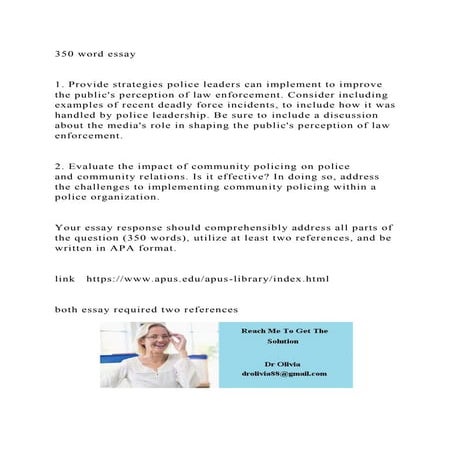 350 word essay 1. Provide strategies police leaders can implem.docx
