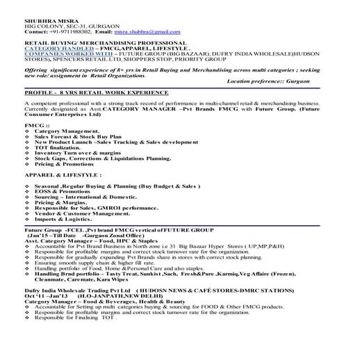 Shubhra-resume-2015 | DOCX
