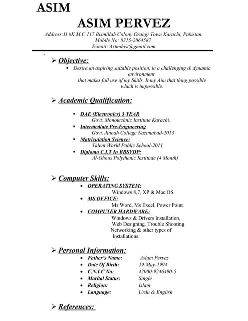 ASIM Resume | DOCX | Civil Engineering Industry | Industries