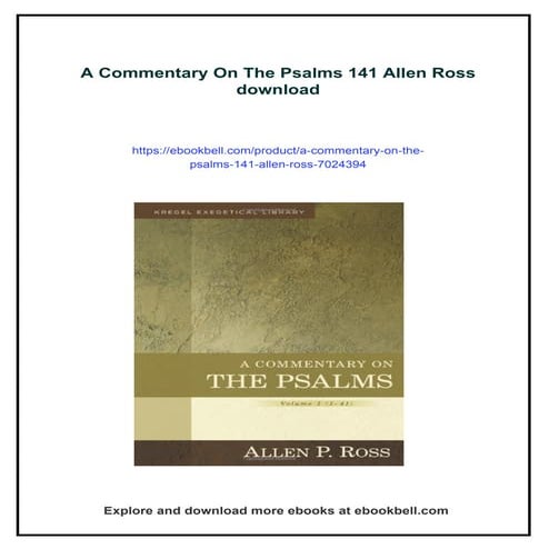 A Commentary On The Psalms 141 Allen Ross | PDF