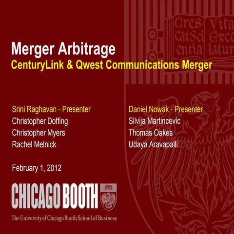 Merger Arbitrage - CenturyLink & Qwest | PPTX