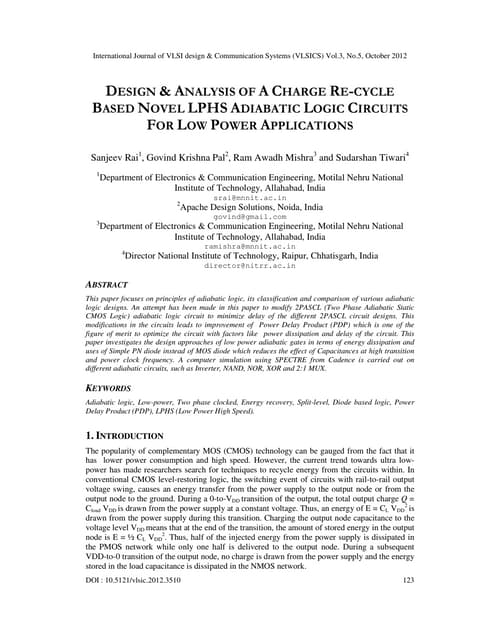 Design and Implementation of Low Power 16-bit Carry-lookahead Adder using Adiabatic Logic | PDF ...