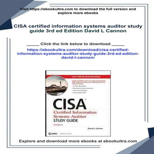 CISA certified information systems auditor study guide 3rd ed Edition ...