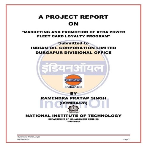 35151048 a-proect-report-on-indian-oil-xtra-power-fleet-card-program | PDF