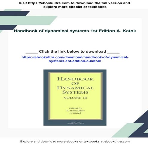 Handbook Of Dynamical Systems 1st Edition A Katok Pdf