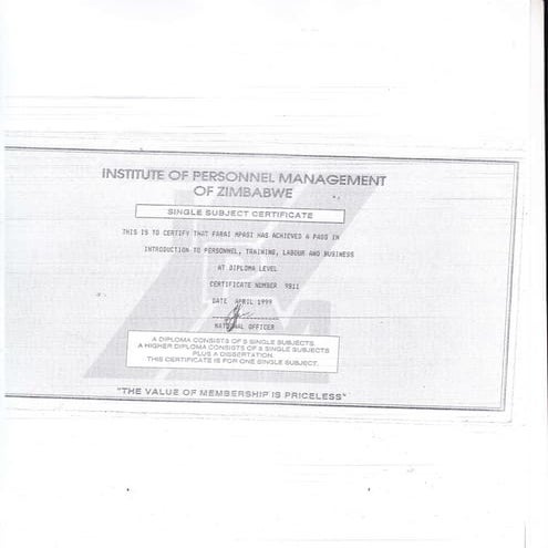 APPRENTICESHIP CERTIFICATE FARAI | PDF