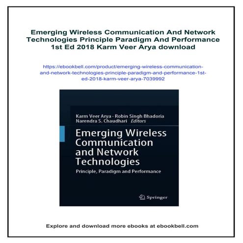 Emerging Wireless Communication And Network Technologies Principle Paradigm And Performance 1st ...
