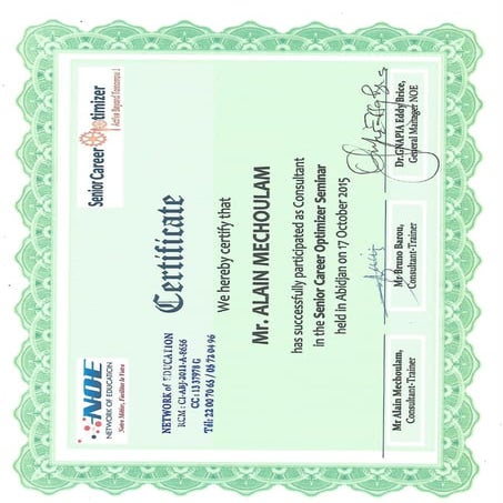 Certificate NOE - 17-10-15 | PDF