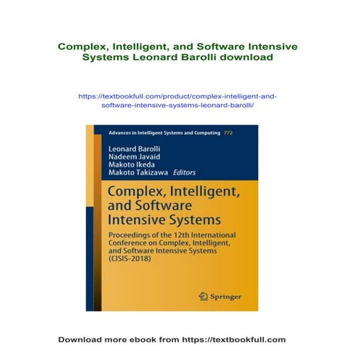 Complex, Intelligent, and Software Intensive Systems Leonard Barolli | PDF
