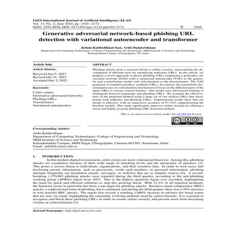 Generative adversarial network-based phishing URL detection with variational autoencoder and ...