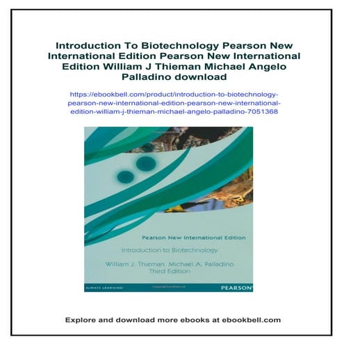 Introduction To Biotechnology Pearson New International Edition Pearson ...