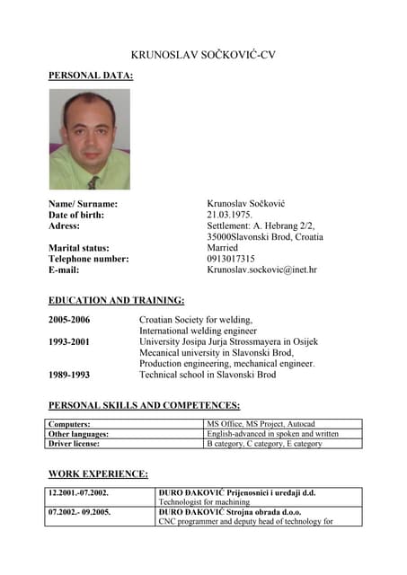 Cv evropski-format | DOC