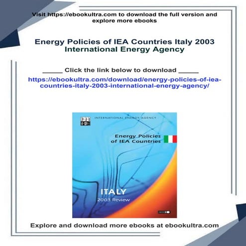 Energy Policies of IEA Countries Italy 2003 International Energy Agency ...