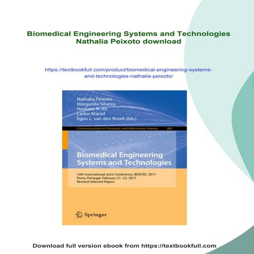 Biomedical Engineering Systems and Technologies Nathalia Peixoto | PDF