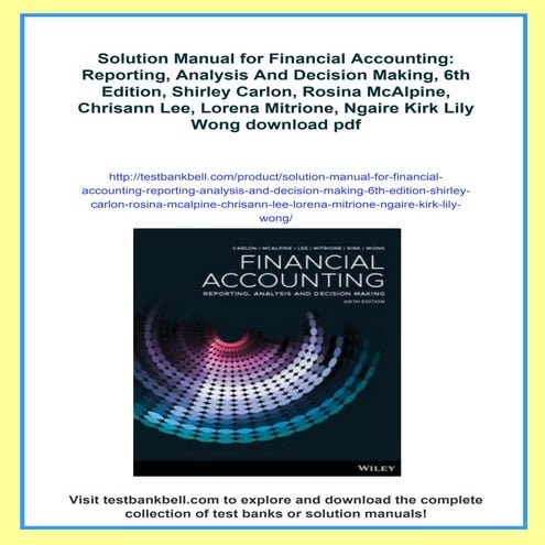 Solution Manual for Financial Accounting: Reporting, Analysis And ...