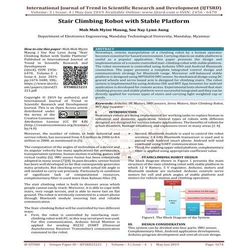 Stair Climbing Robot with Stable Platform | PDF | Robotics | Technology & Computing