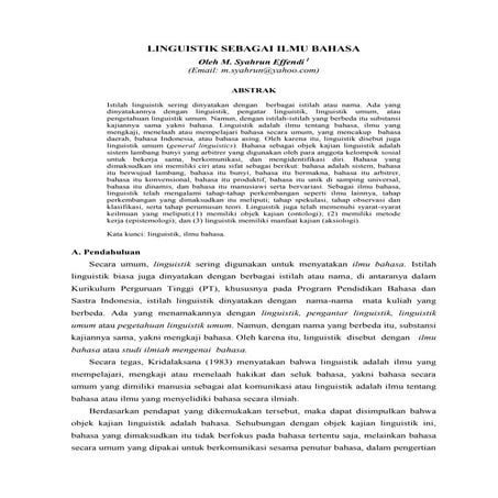linguistik sebagai ilmu bahasa, article bahasa melayu | PDF