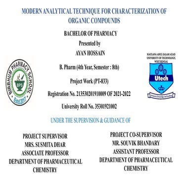 Modern analytical techniques used to characterize organic compounds ...