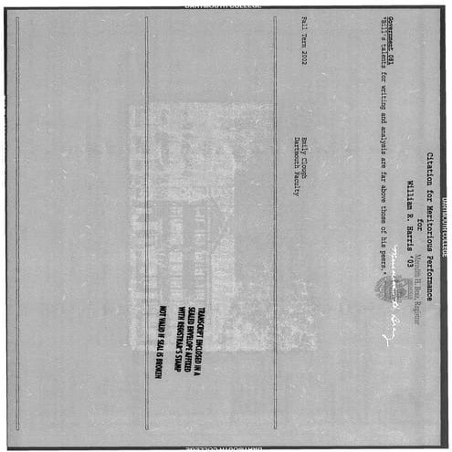 Dartmouth Citation (from offiial transcript) | PDF