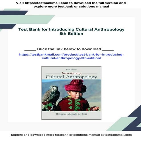 Test Bank for Introducing Cultural Anthropology 5th Edition | PDF