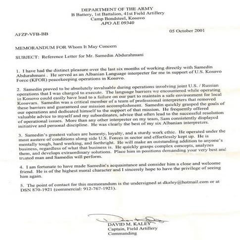 Memorandum from US Army | PDF