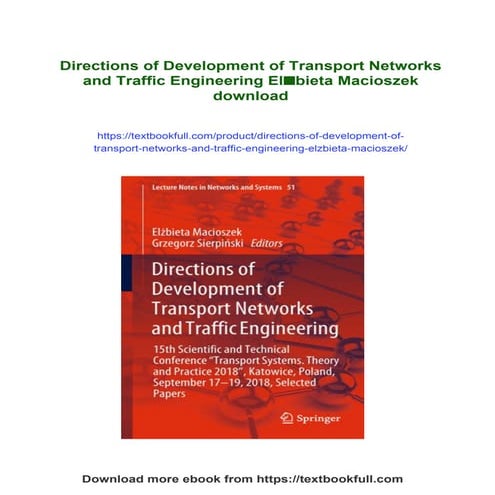 Directions of Development of Transport Networks and Traffic Engineering ...