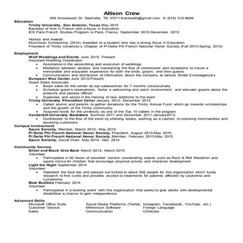 Allison Crew Resume Feb2016 | DOCX