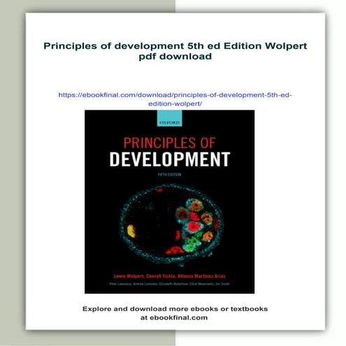 Principles of development 5th ed Edition Wolpert | PDF