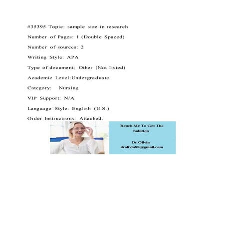 #35395 Topic sample size in researchNumber of Pages 1 (Double | DOCX