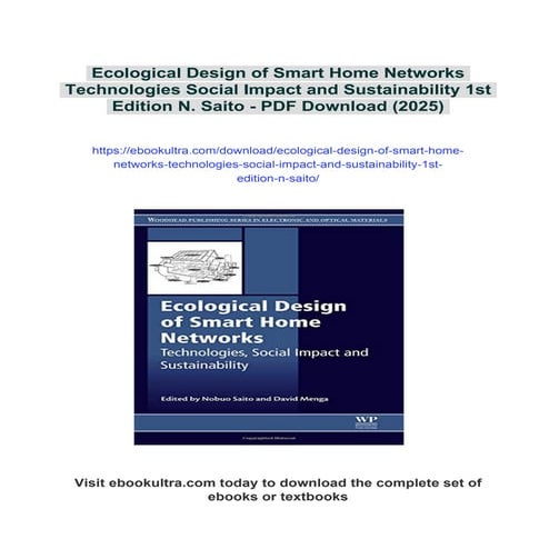 Ecological Design of Smart Home Networks Technologies Social Impact and ...