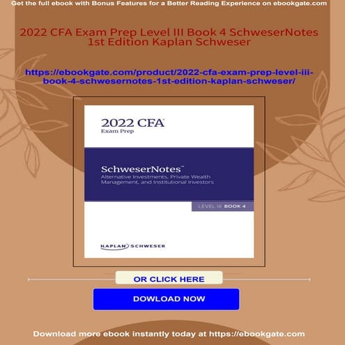 2022 CFA Exam Prep Level III Book 4 SchweserNotes 1st Edition Kaplan ...