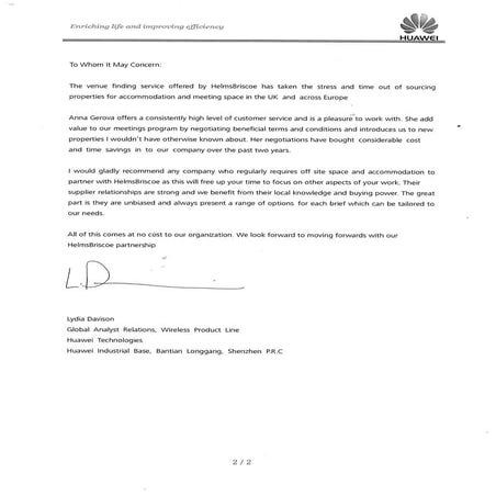 Huawei Reference Letter | PDF