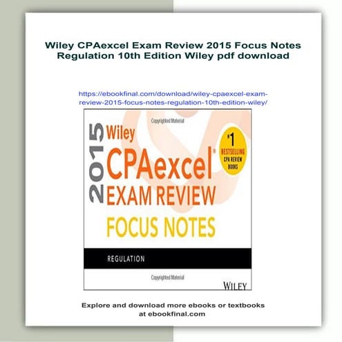Wiley CPAexcel Exam Review 2015 Focus Notes Regulation 10th Edition ...